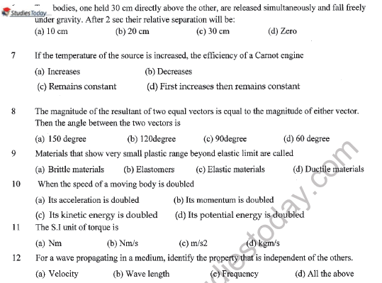 CBSE Class 11 Physics Sample Paper Set J Solved